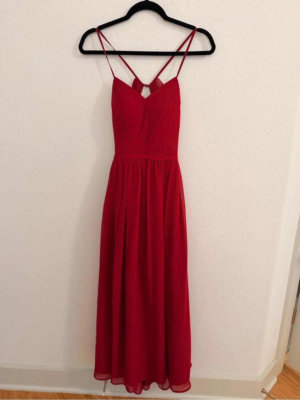 Azazie | Dresses | Azazie Burgundy Red Spaghettistrap Maxi Dress | Poshmark